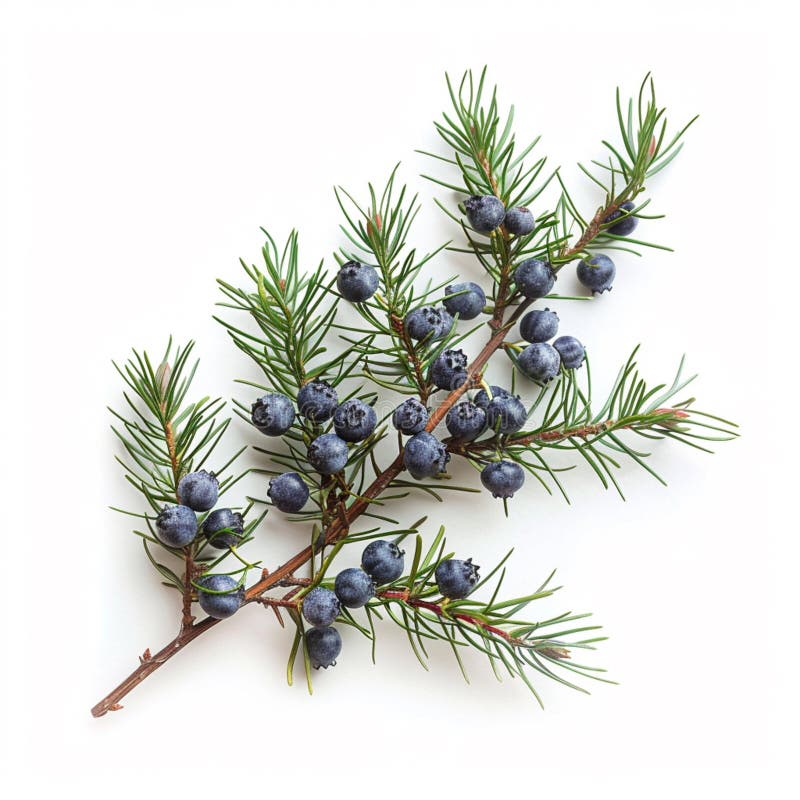 Slender Juniper Branch with Aromatic Needles, Transparent Background ...