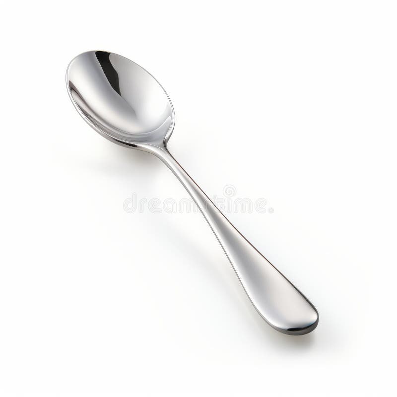 Photorealistic Rendering of a Silver Spoon on White Background Stock ...