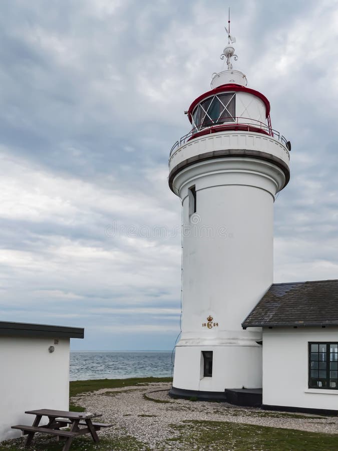 Sletterhage Lighthouse, Denmark. Stock Image - Image of light, church ...
