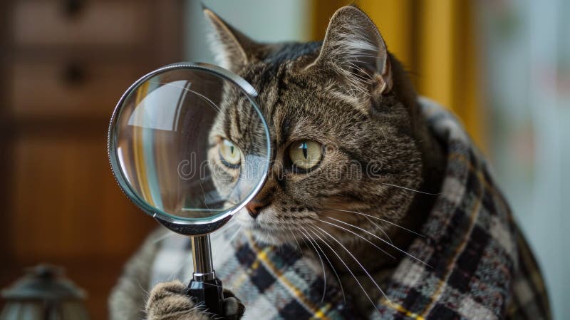 Sleuth Cat on the Case - Detective Tabby with Magnifying Glass ...
