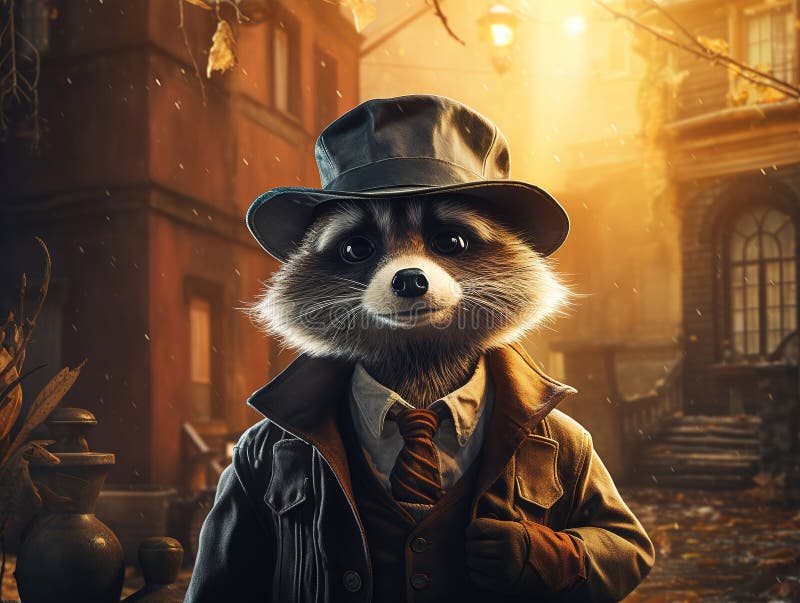 Sleuthing Raccoon: Detective Raccoon on the Case Stock Illustration ...