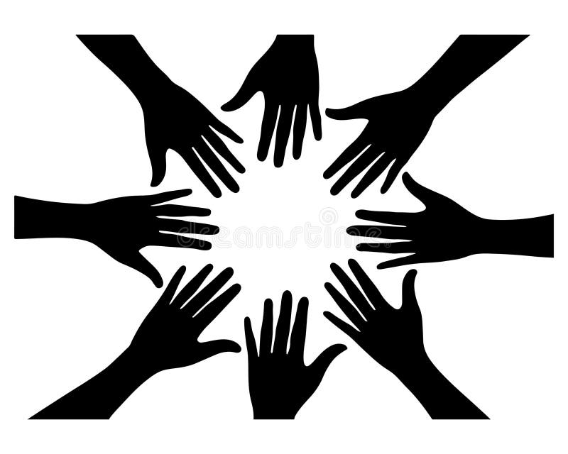 Slhouette Hands Joined in a Circle, Symbolizing Unity and Collaboration ...