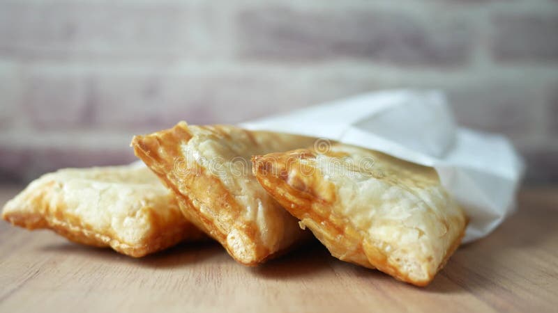 Slice of Apple Pie Cake in a Take Away Packet on Table Stock Video ...