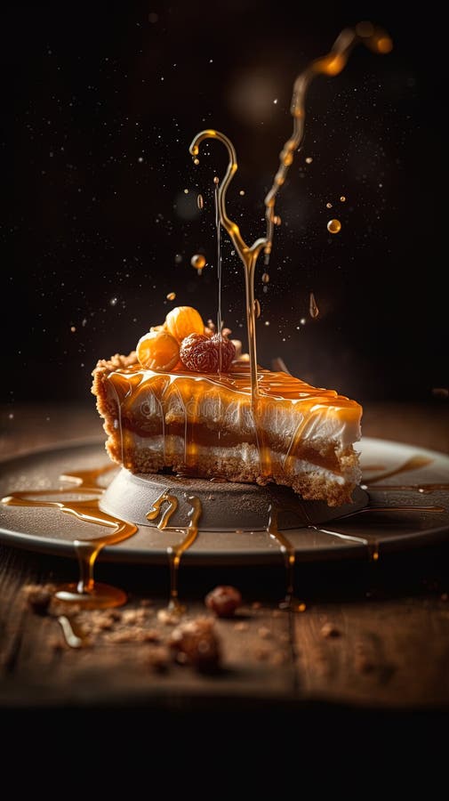 Slice of Apple Pie with Candy Falling from the Top. Generative AI Stock ...