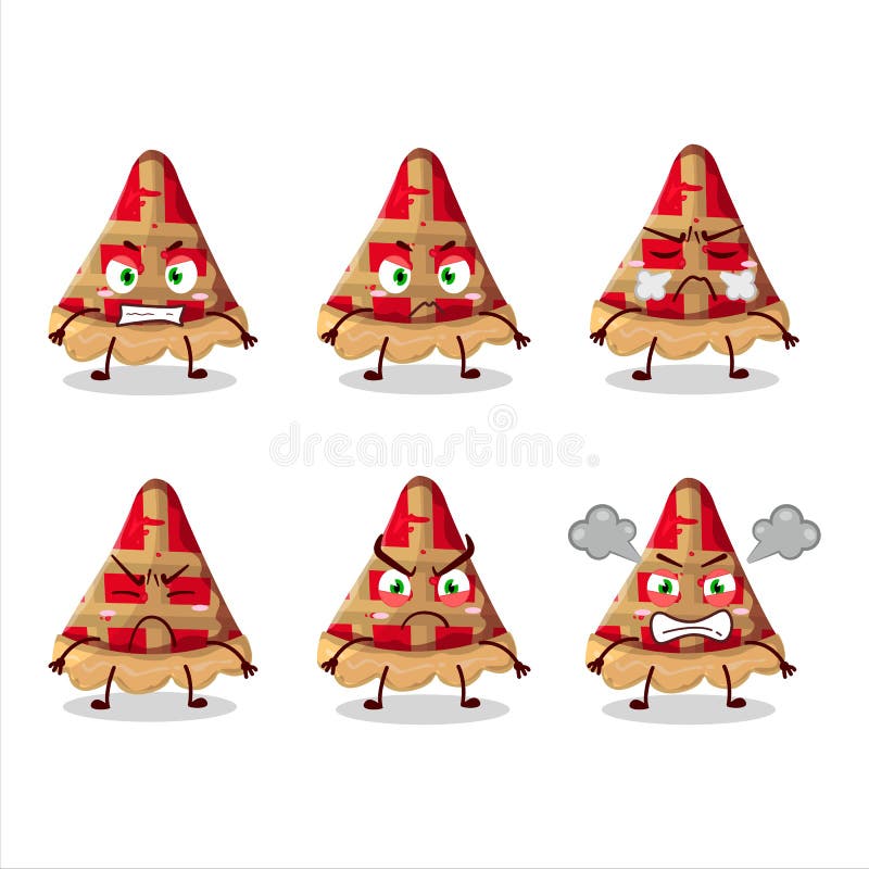 Slice of Apple Pie Cartoon Character with Various Angry Expressions ...