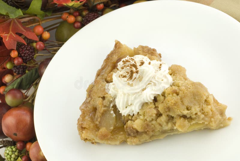 A Slice of Apple Pie with Fall Decorations Stock Photo - Image of fruit ...