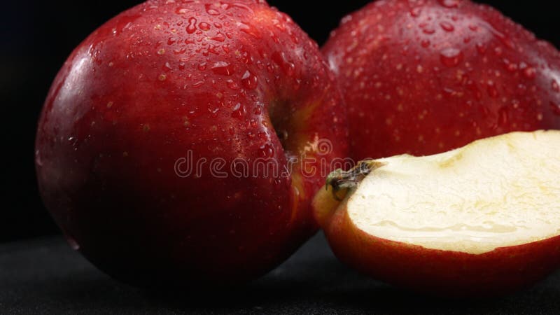 Apple Sliced with Crisp White Flesh with Separated Black Background ...