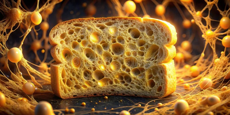 A Slice of Artisan Bread, Its Porous Texture Illuminated, Rests within ...