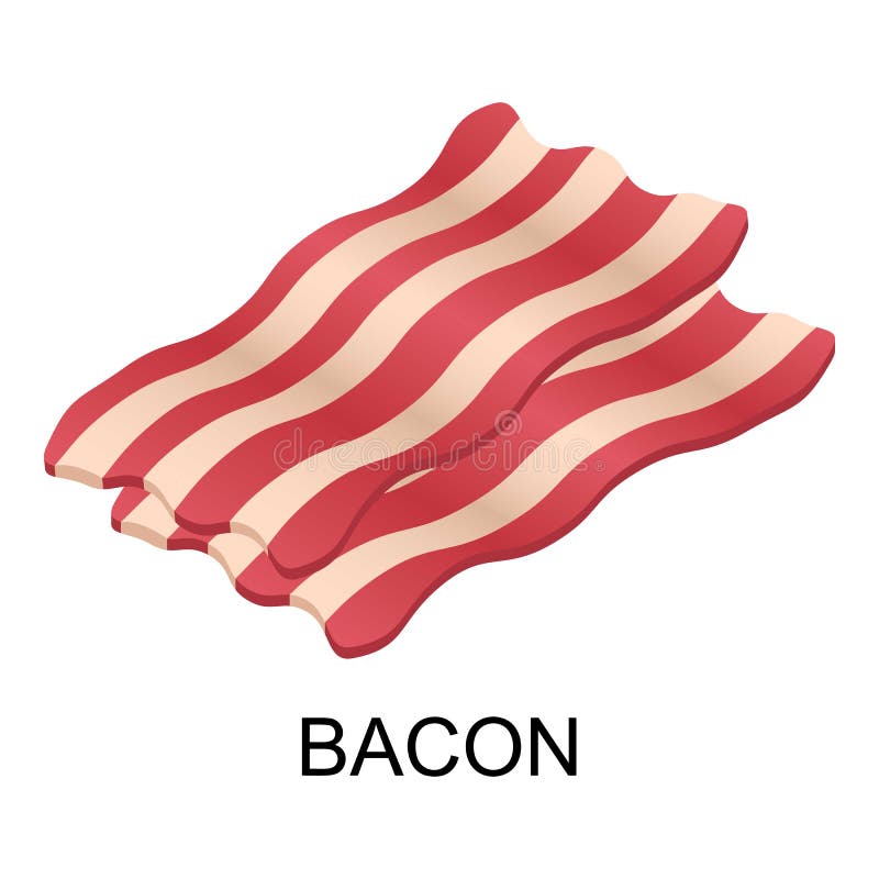 Slice of Bacon Icon, Isometric Style Stock Illustration - Illustration ...