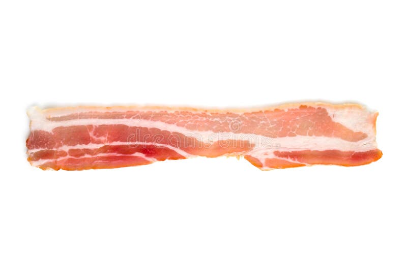 A Slice of Bacon on a White Background. Stock Image - Image of cook ...
