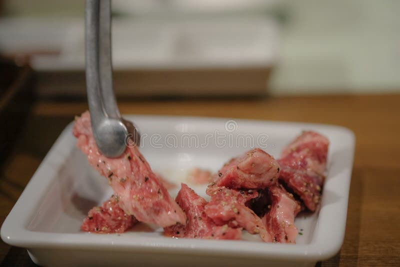 Slice Beef Being Prepared for Grill Stock Image - Image of background ...
