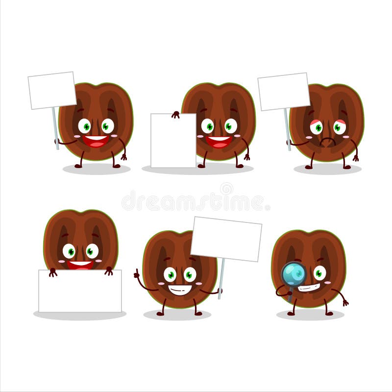 Slice of Black Sapote Cartoon Character Bring Information Board Stock ...