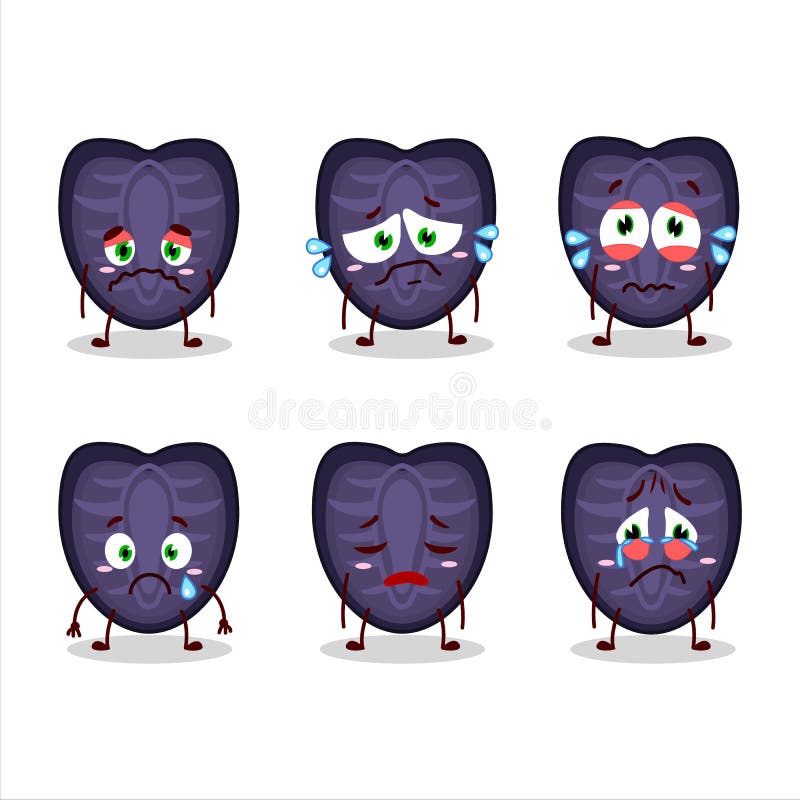 Slice of Black Strawberry Cartoon Character with Sad Expression Stock ...