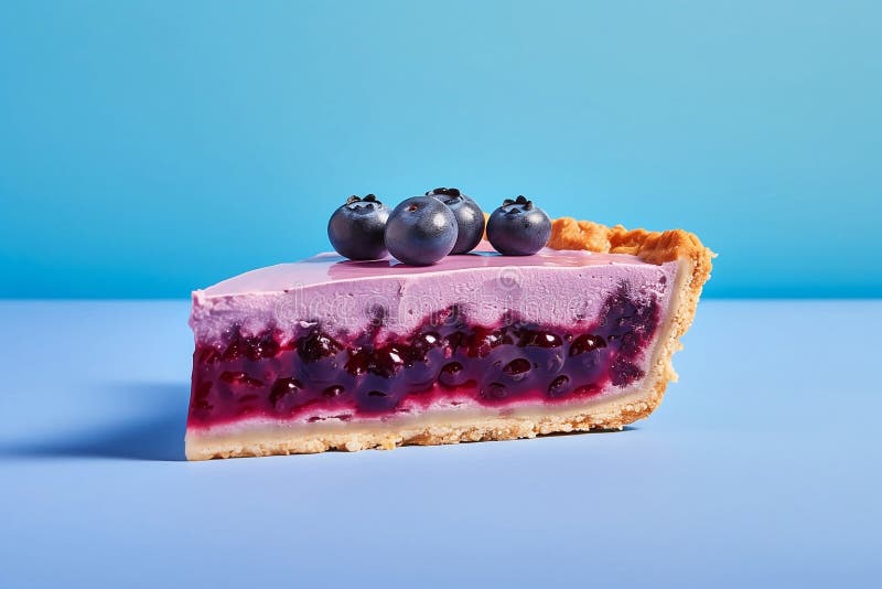 Slice of Blueberry Fruit Pie on Blue Background Stock Illustration ...