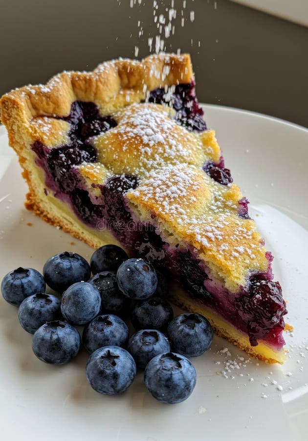 A Slice of Blueberry Pie with Fresh Blueberries Stock Image - Image of ...