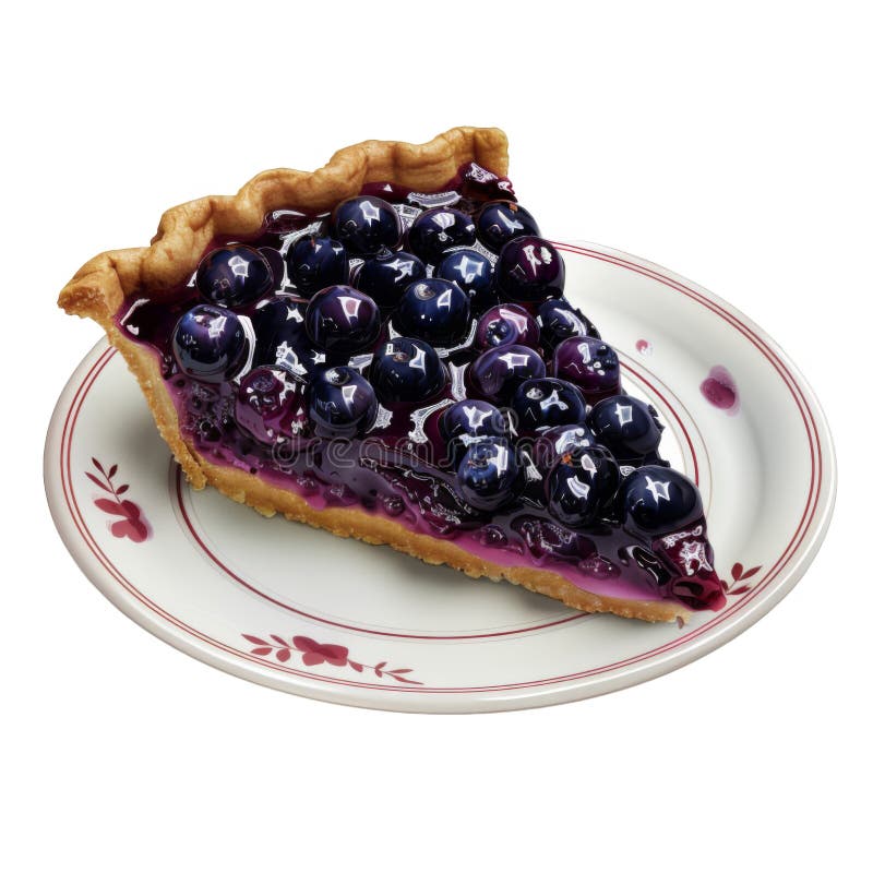 A Slice of Blueberry Pie on a White Plate with a Red Rim Stock Photo ...