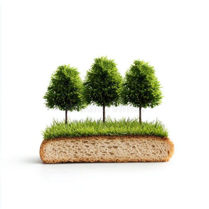 A Slice of Bread Becomes a Miniature World with Lush Grass and Three ...