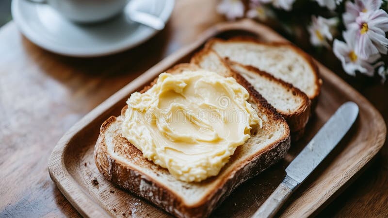 A Slice of Bread with Butter on it Stock Illustration - Illustration of ...