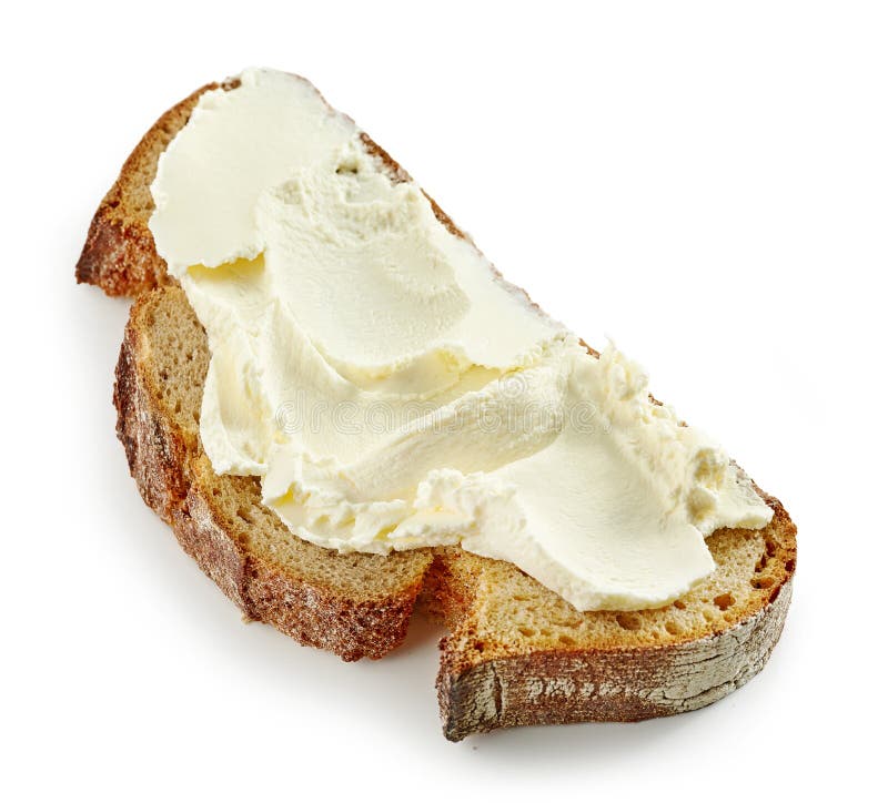 Slice of Bread with Cream Cheese Stock Image - Image of large, grain ...