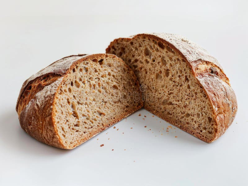 A Slice of Bread is Cut in Half, Revealing the Inside of the Loaf Stock ...