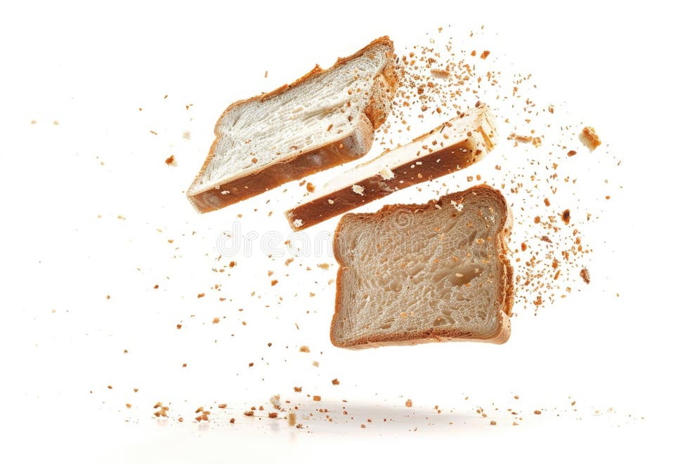 A Slice of Bread Falls from Above, Suspended in Mid-air Stock Image ...