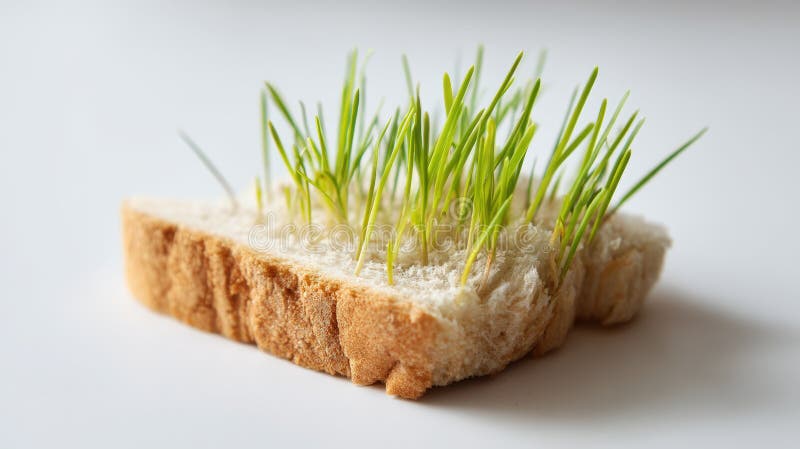 Slice of Bread with Fresh Grass Growing on Top Stock Illustration ...