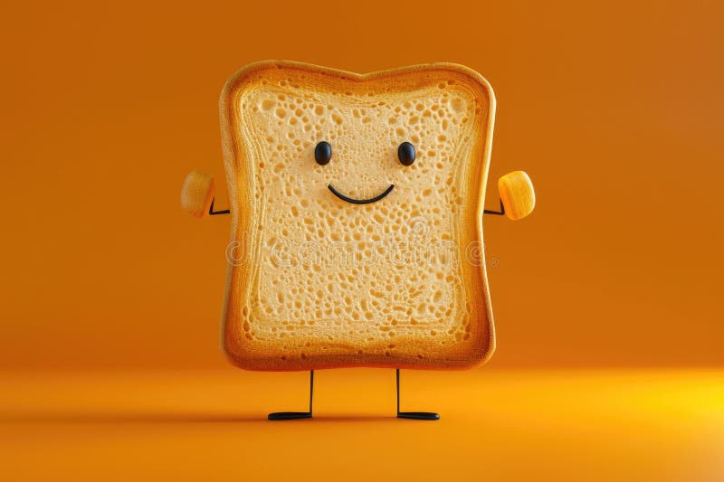 A Slice of Bread with a Friendly, Smiling Face, Perfect for ...