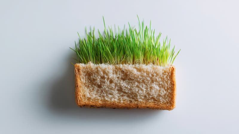 Slice of Bread with Grass Growing Conceptually Styled Stock ...