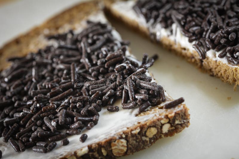 Slice of Bread with Hagelslaag. Typical Dutch Bread Breakfast Topping ...
