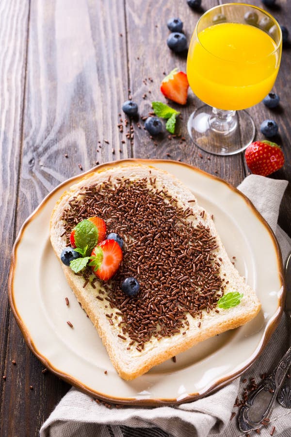 Slice of Bread with Hagelslag Chocolate Sprinkles Stock Image - Image ...