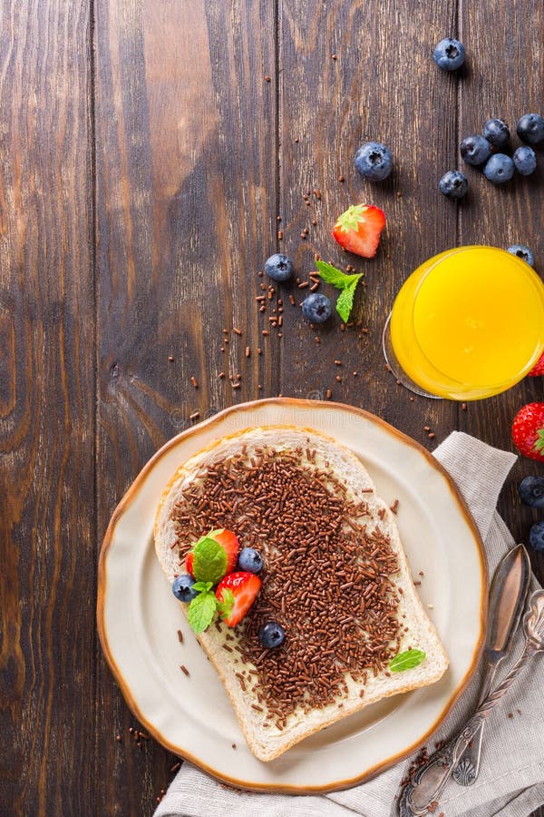 Slice of Bread with Hagelslag Chocolate Sprinkles Stock Image - Image ...