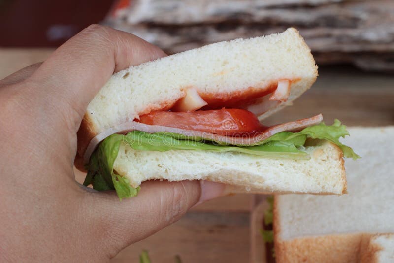 Slice Bread ,ham ,fried Eggs with Breakfast. Stock Photo - Image of ...