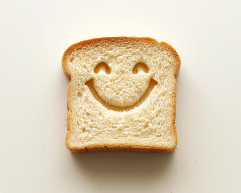 A Slice of Bread Loaf, with a Cute Smiling Face on it Stock ...