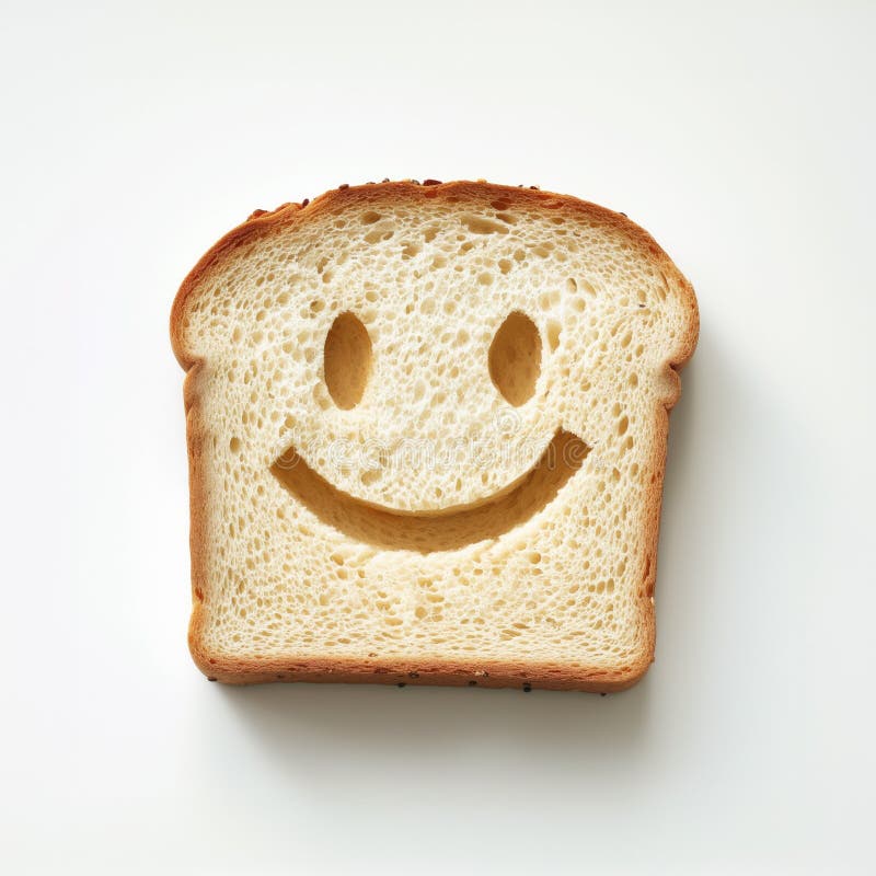 A Slice of Bread Loaf, with a Cute Smiling Face on it Stock ...