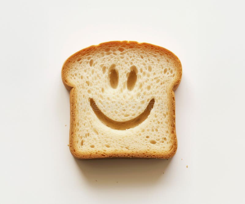 A Slice of Bread Loaf, with a Cute Smiling Face on it Stock ...