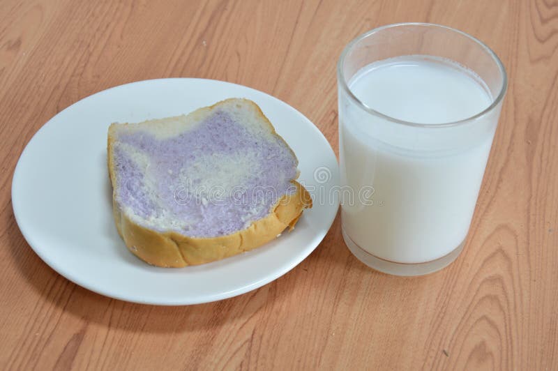 Slice Bread Mixed with Taro and Milk Stock Photo - Image of product ...
