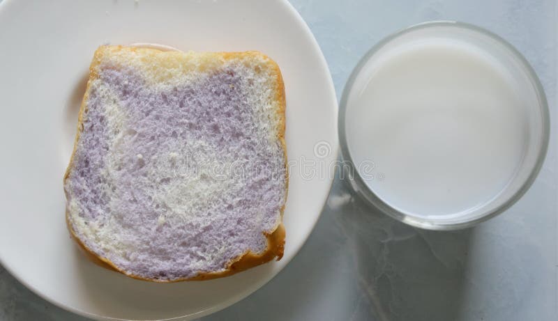 Slice Bread Mixed with Taro and Milk Stock Photo - Image of breakfast ...