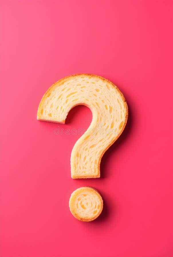 Slice of Bread Shaped As a Question Mark Against a Bright Pink ...