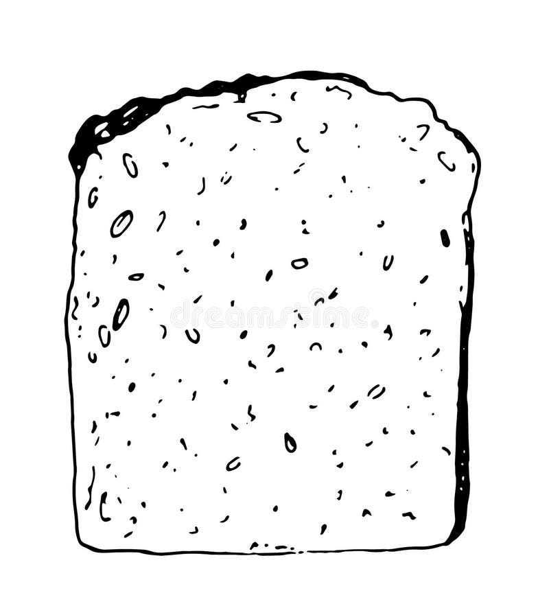 Slice of Bread Sketch. Isolated Black Outline on White Stock Vector ...