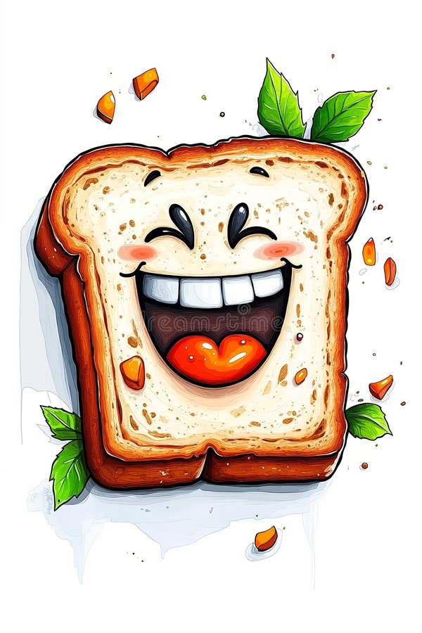 A Slice of Bread with a Smiley Face on it Stock Image - Image of holes ...