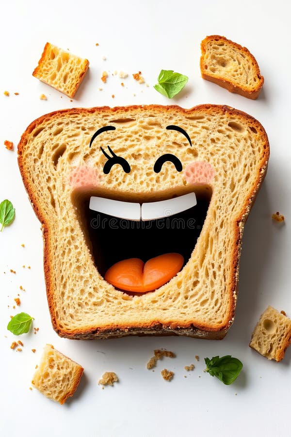 A Slice of Bread with a Smiley Face on it Stock Photo - Image of ...