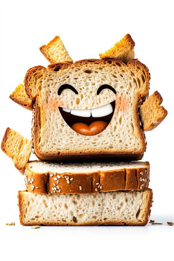 A Slice of Bread with a Smiley Face on Top of it Stock Image - Image of ...