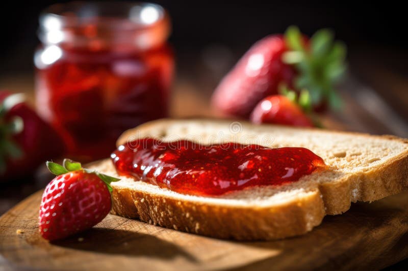 Slice of Bread with Strawberry Jam. Generative Ai Stock Image - Image ...