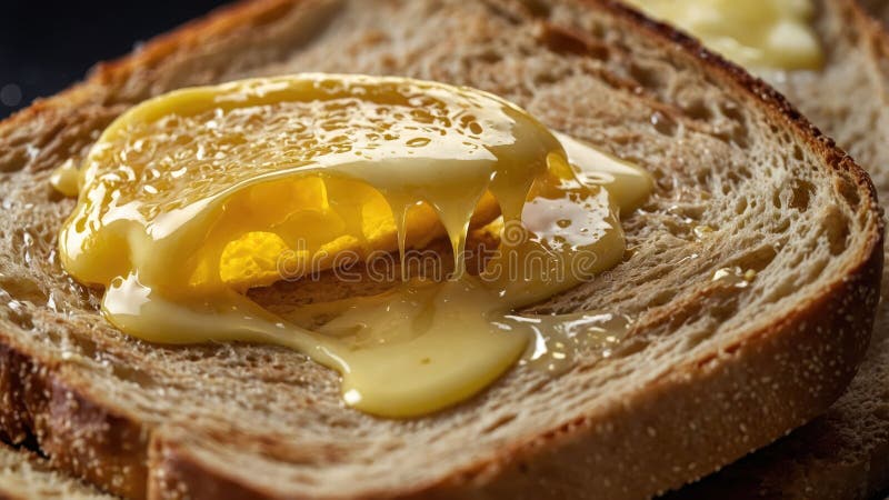 A Slice of Bread Topped with Melting Butter, Creating a Delicious and ...