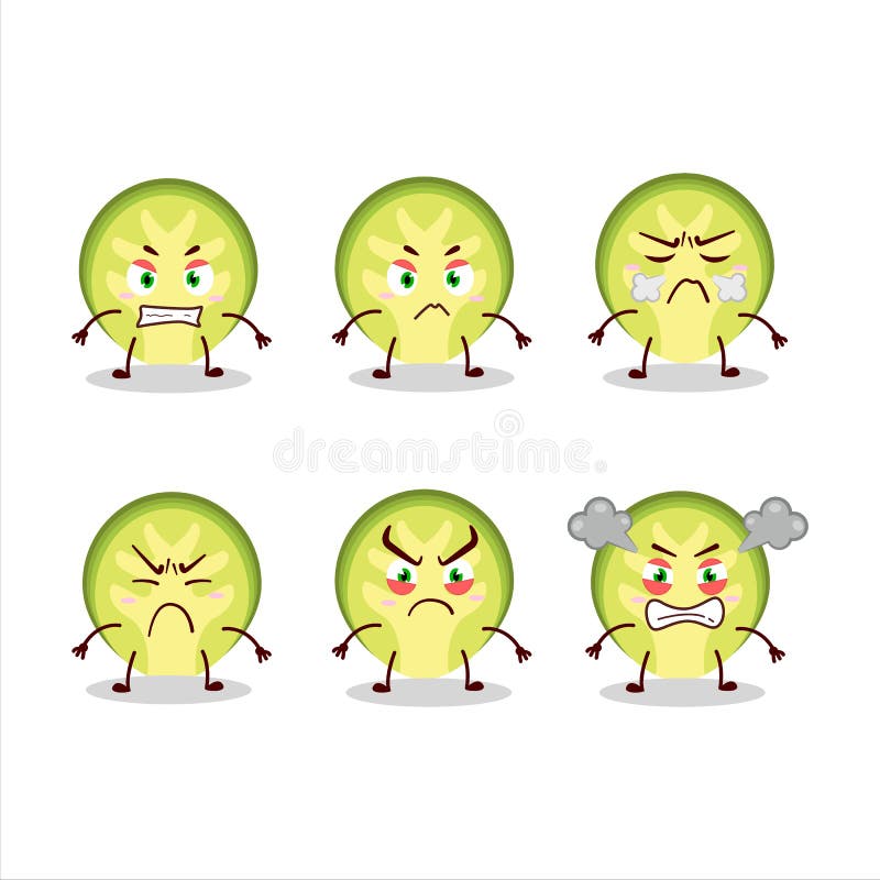 Slice of Brussels Sprouts Cartoon Character with Various Angry ...