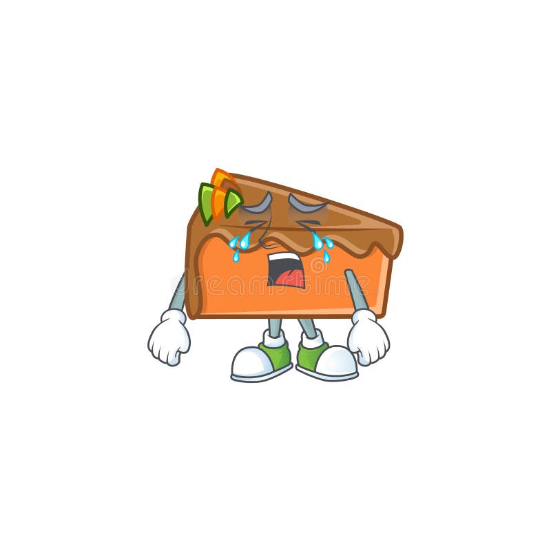 Slice Cake in the Cartoon Character Crying Stock Vector - Illustration ...