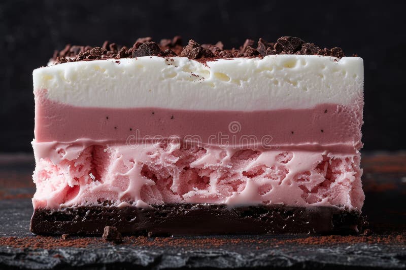 A Slice of Cake with a Chocolate Layer in the Middle Stock Photo ...