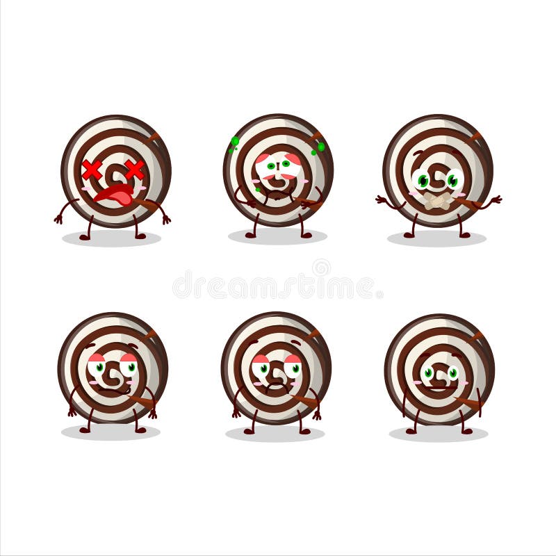 Slice Cake Cinnamon Roll Cartoon Character with Nope Expression Stock ...