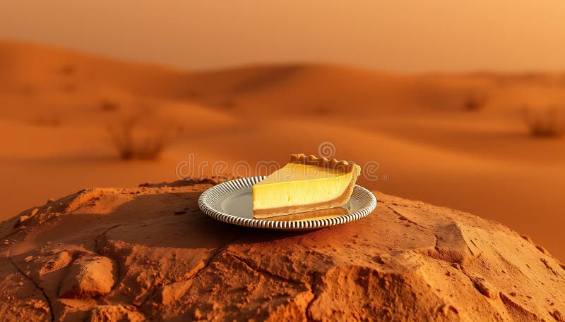 Slice of Cake on Desert Rock, Unusual and Arid Dessert Setting ...