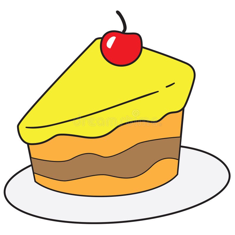 Slice of Cake Doodle stock vector. Illustration of breakfast - 75217050